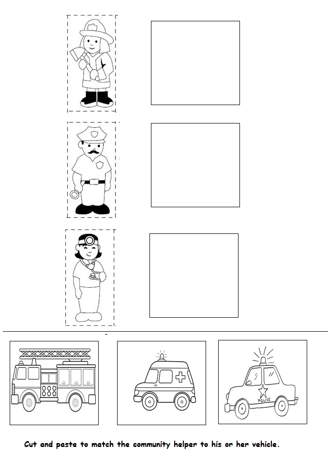 Community Helpers Matching Worksheet